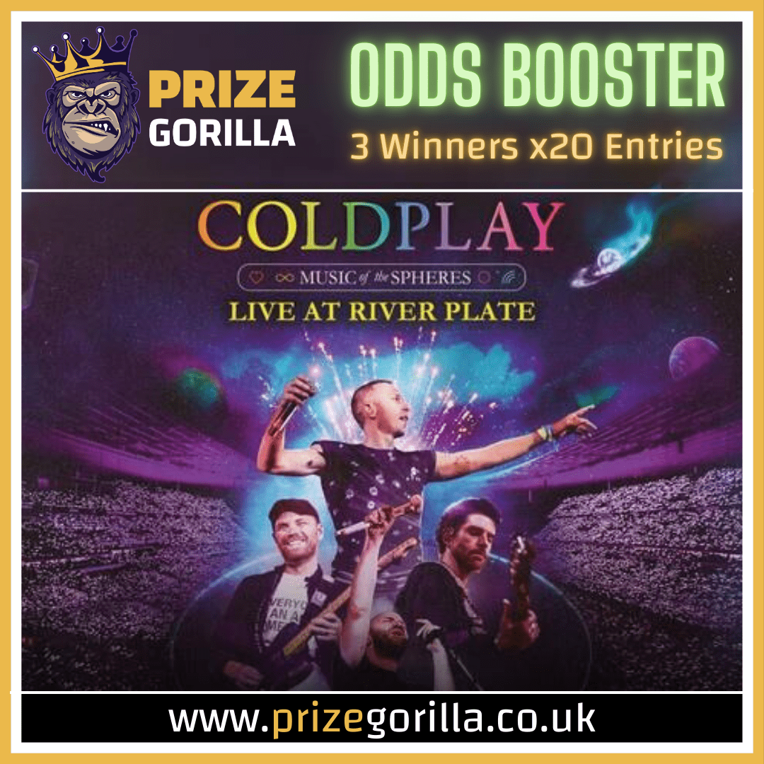 #2 Coldplay odds Booster 3 Winner x20 Entries - Prize Gorilla